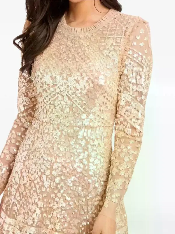 NEEDLE & THREAD Aurora Sequin-embellished Tiered Gown - Neutrals