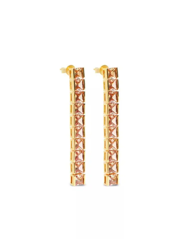 IZABEL DISPLAY Square Stone Linear Earrings - Gold