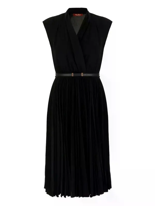 Max Mara Pleated Belted Midi Dress