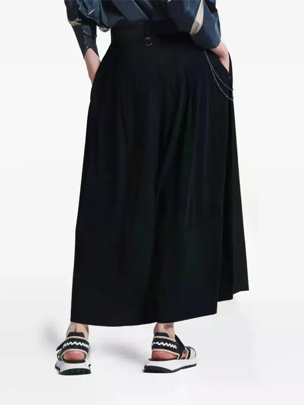 High Pleated Wide Leg Trousers With Chain Detail