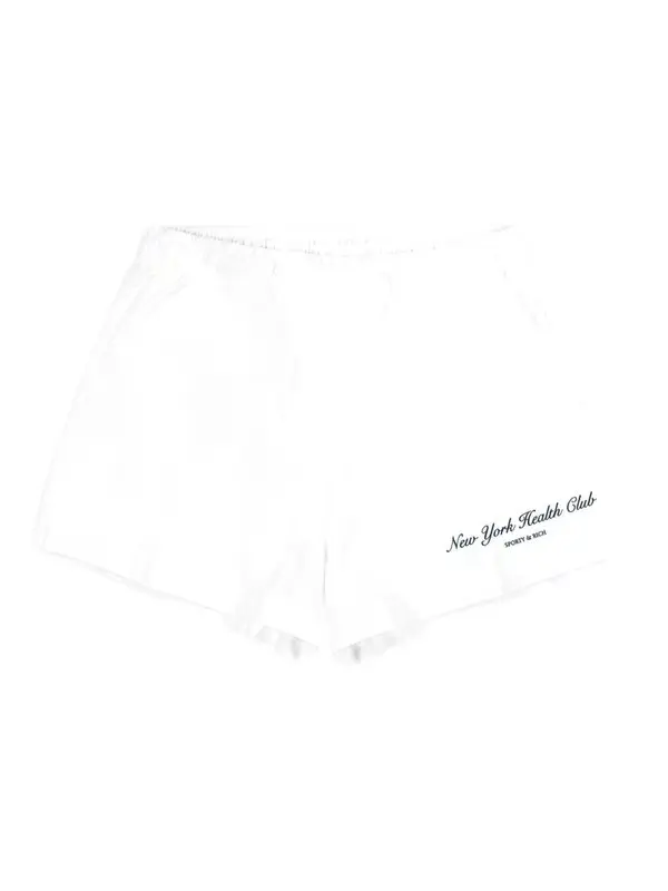 SPORTY & RICH Elastic-waistband Logo Shorts - White