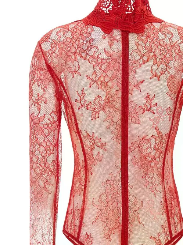 Blumarine Floral-lace High-neck Bodysuit