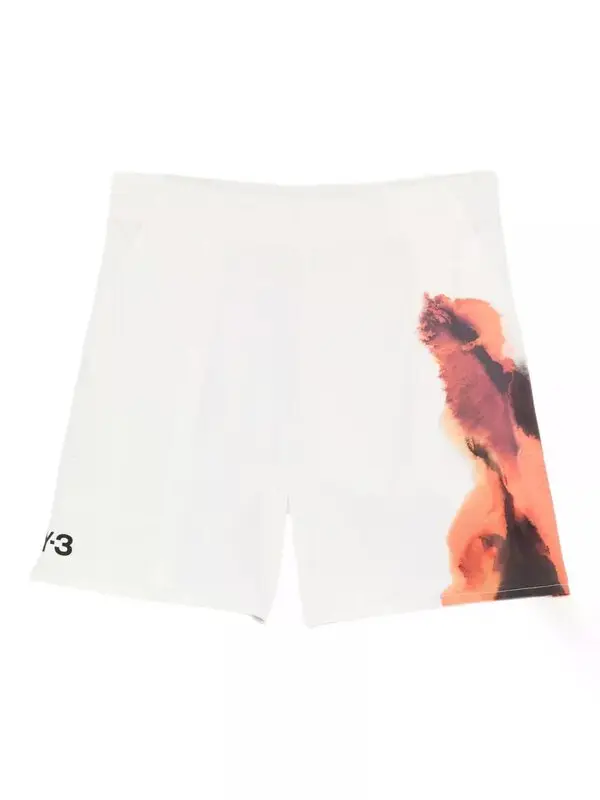 Y3 Abstract-print Performance Shorts - Neutrals