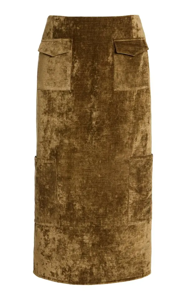 ALFIE Valleta Velour Midi Skirt - Brown