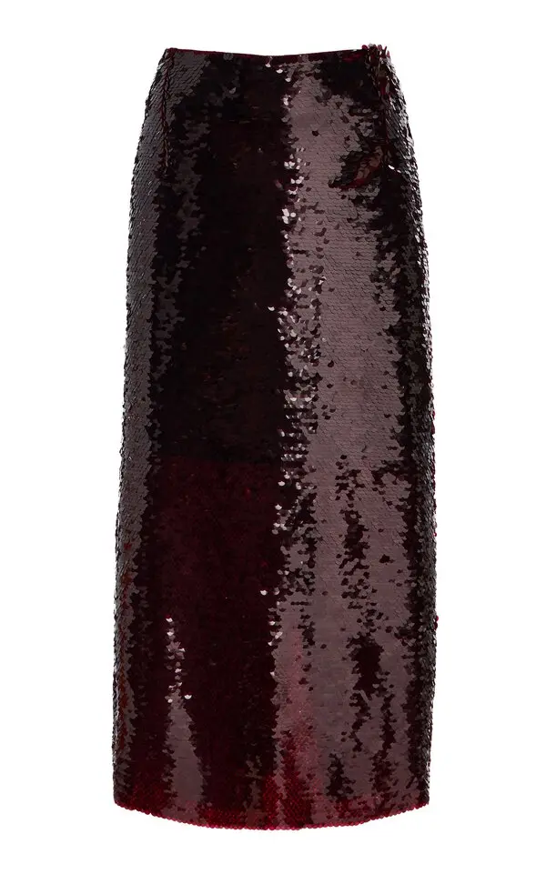 ALFIE Valletta Sequined Midi Skirt - Red