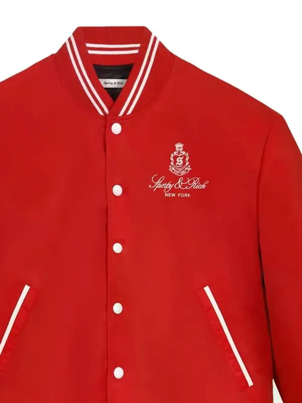SPORTY & RICH Embroidered Varsity Jacket - Red