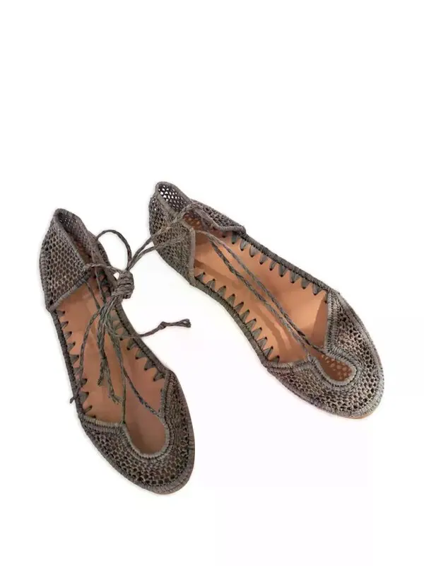 SLO_HAND_MADE Woven Raffia Flat Pumps - Grey