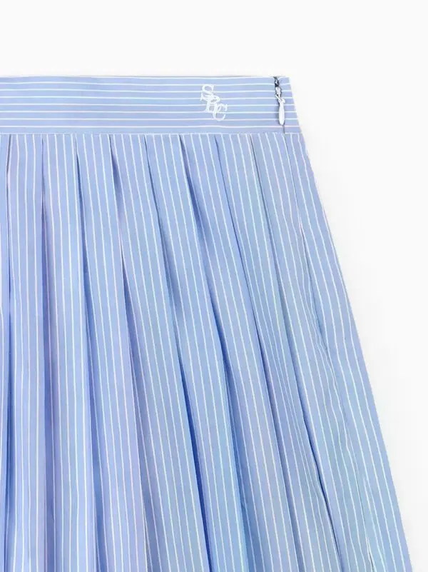 SPORTY & RICH Pleated Striped Mini Skirt