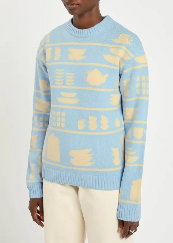 JW Anderson Crockery-intarsia Wool Jumper - Multicoloured