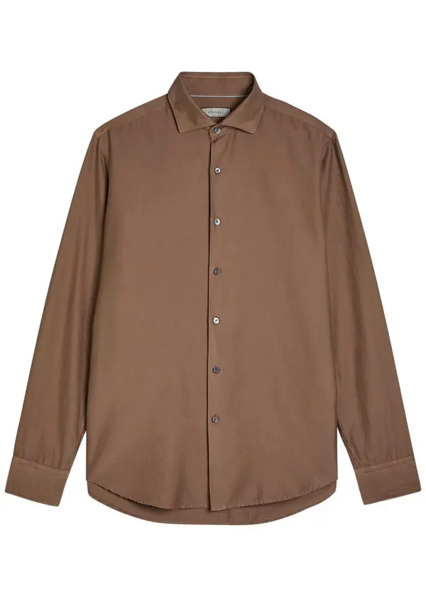 Canali Cotton-blend Shirt - Beige