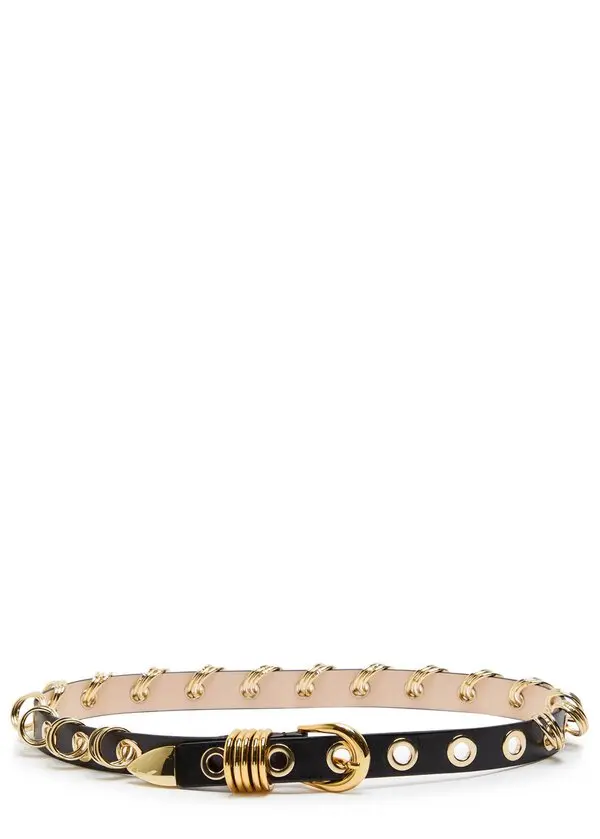DEHANCHE Ring-embellished Leather Belt - Black