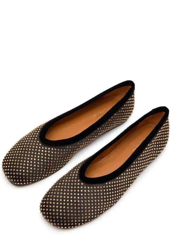 FORTE_FORTE Crystal-embellished Satin Ballerina Flats
