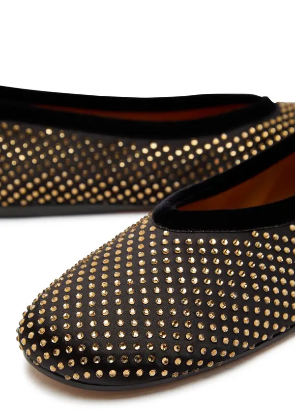 FORTE_FORTE Crystal-embellished Satin Ballerina Flats