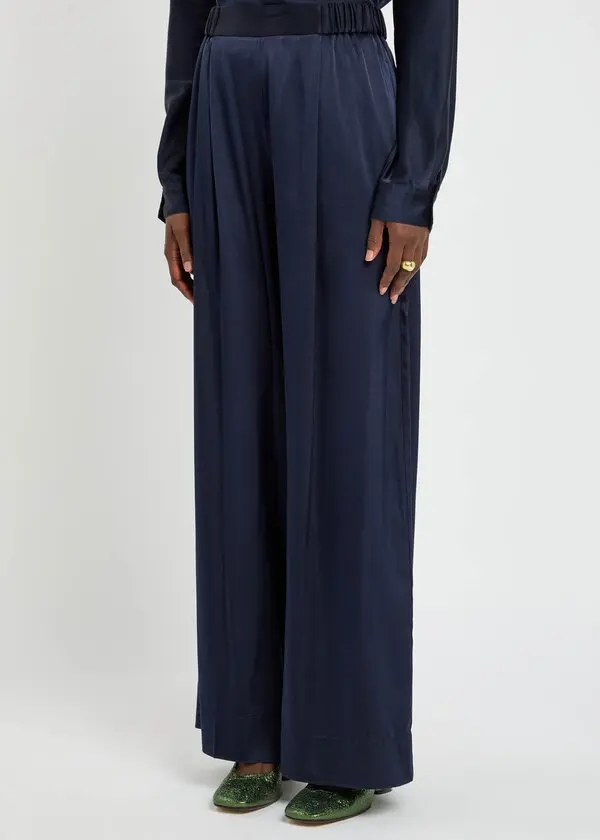 FORTE_FORTE Pleated Stretch-silk Trousers
