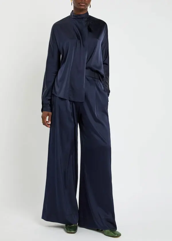 FORTE_FORTE Pleated Stretch-silk Trousers