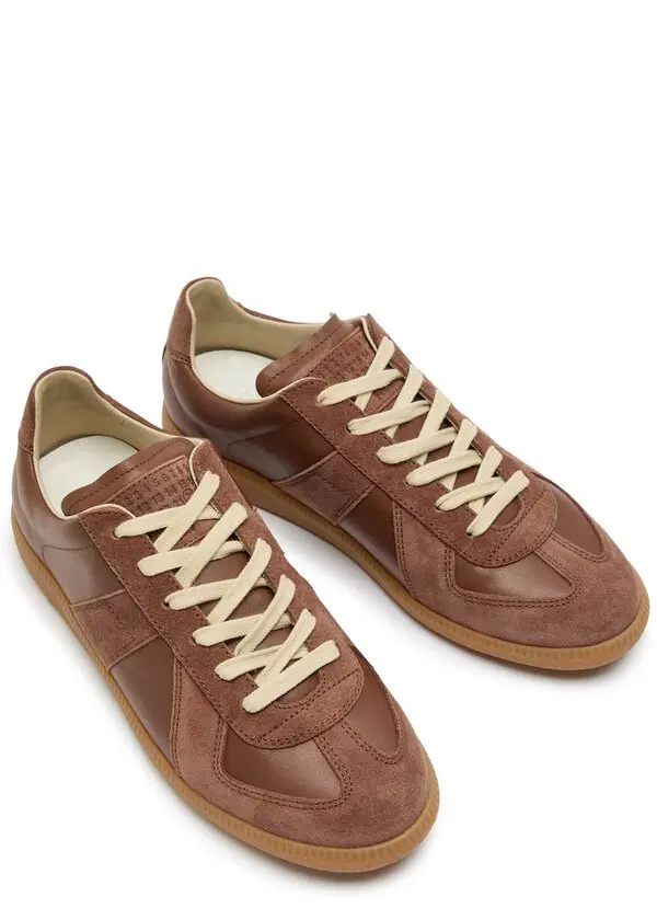 MAISON MARGIELA Replica Panelled Leather Sneakers - Tan