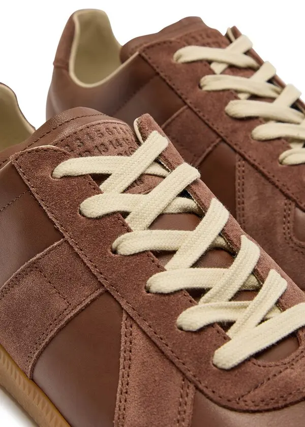 MAISON MARGIELA Replica Panelled Leather Sneakers - Tan