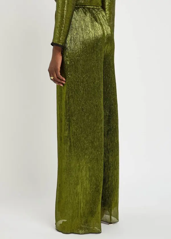 FORTE_FORTE Lamé Voile Trousers - Green