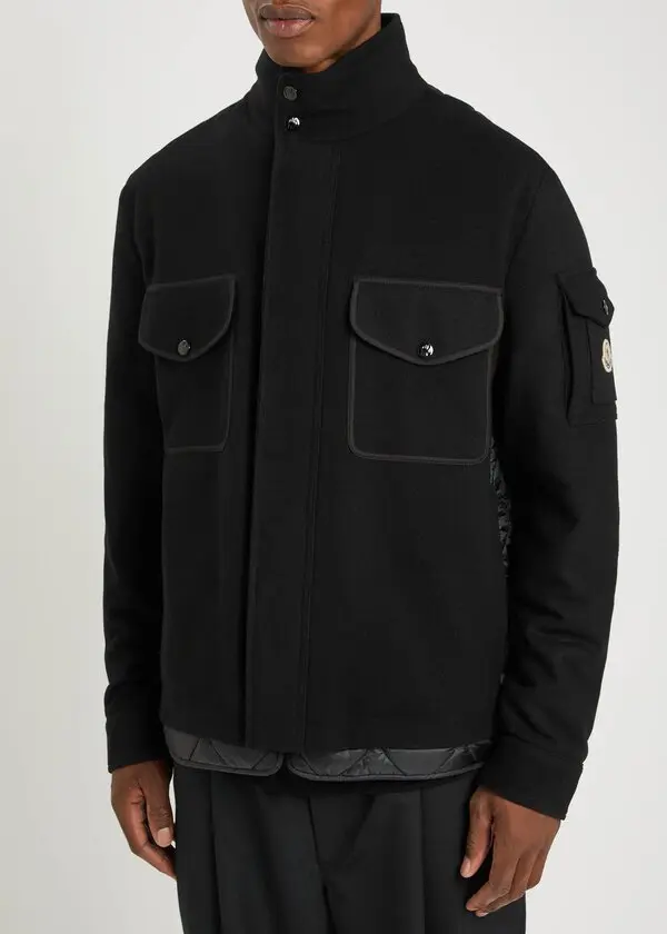 Moncler Avoine Panelled Wool Jacket - Black
