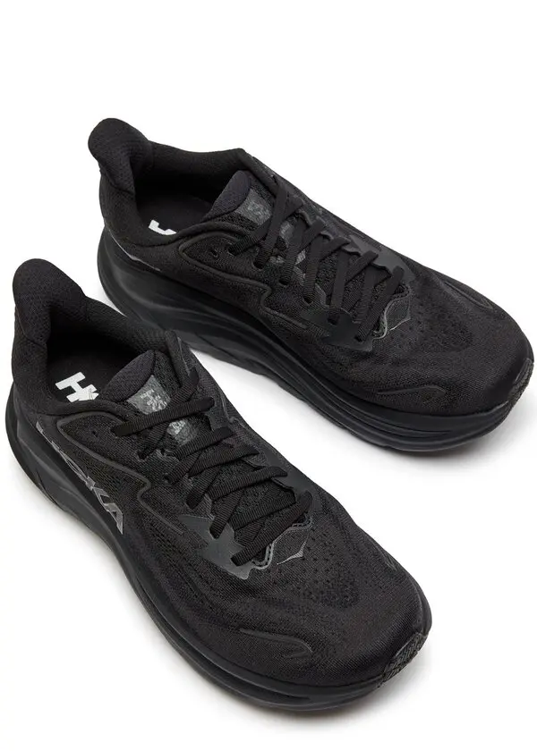 HOKA® Clifton 10 Mesh-knit Sneakers - Black