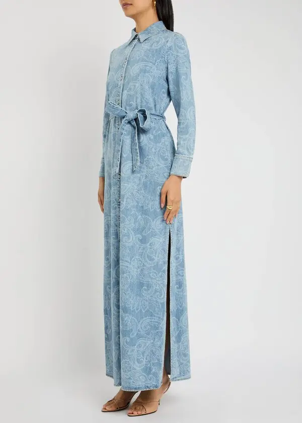 chinese dress ladies Alice + Olivia Julietta Denim Midi Dress main image 1