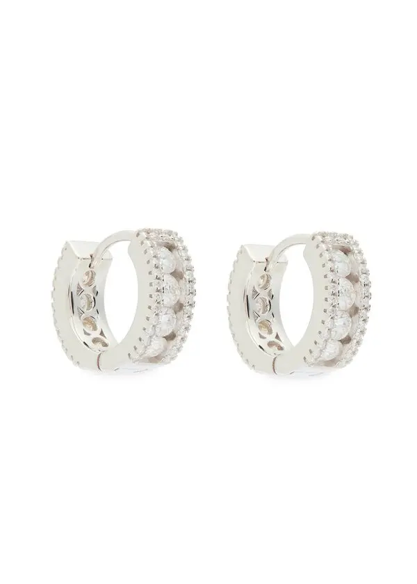 CERNUCCI Crystal-embellished Sterling Hoop Earrings - Silver