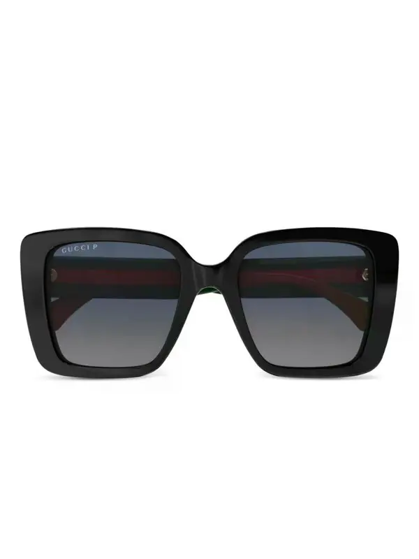 Gucci Web-detailing Square Frame Sunglasses - Black