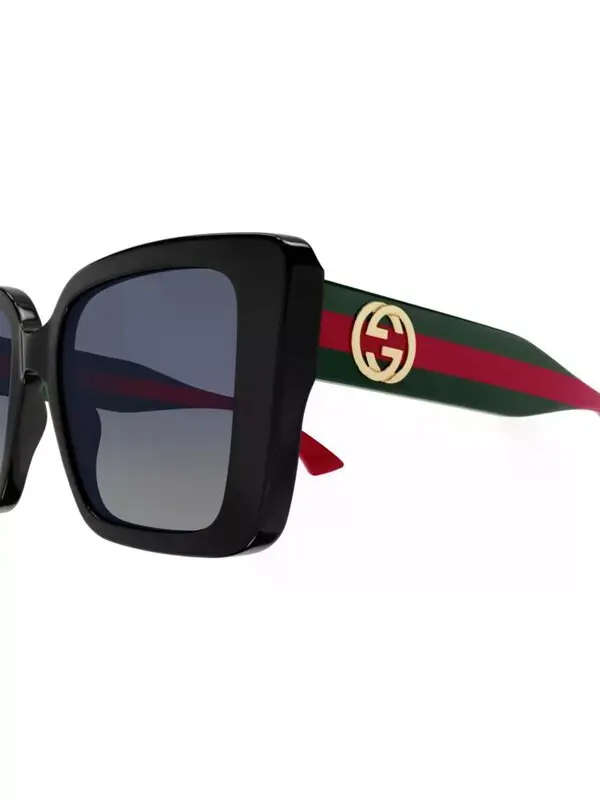 Gucci Web-detailing Square Frame Sunglasses