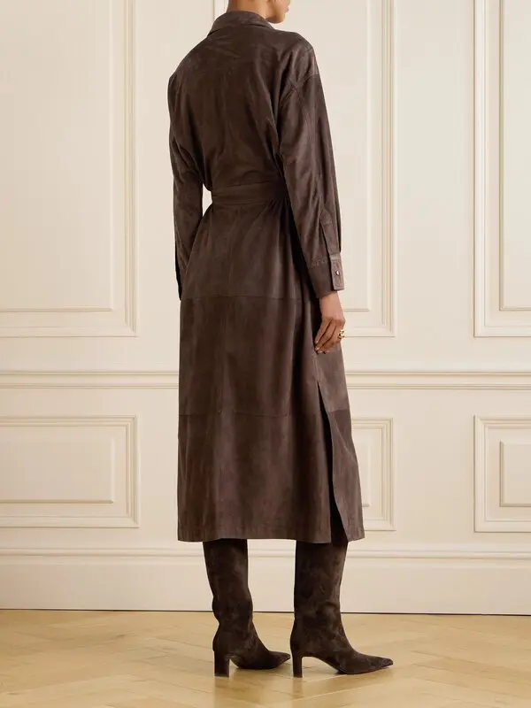 Brunello Cucinelli Belted Suede Coat
