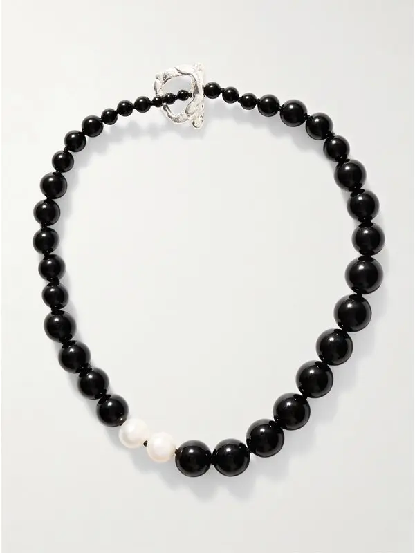 Completedworks Recycled Silver, Onyx, And Pearl Necklace