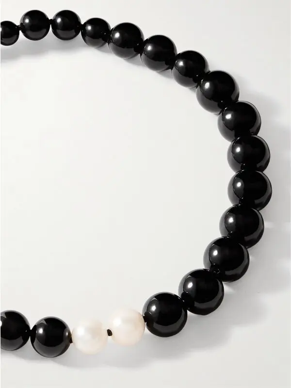 Completedworks Recycled Silver, Onyx, And Pearl Necklace