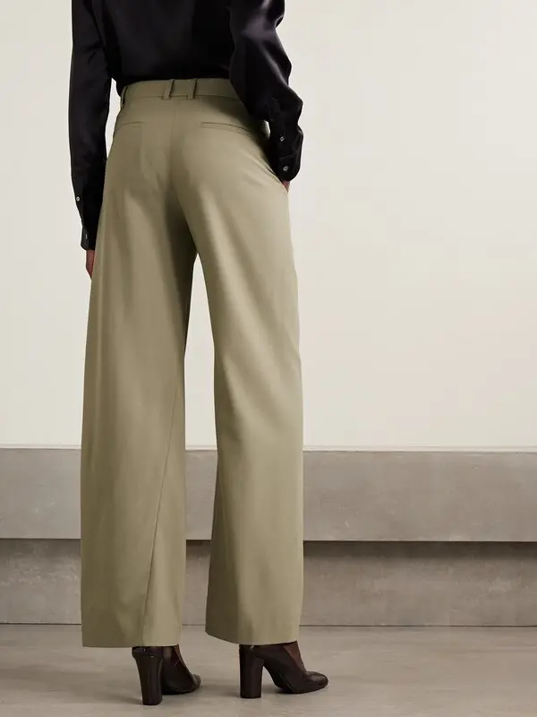 THE ROW Elowyn Wool-gabardine Straight-leg Trousers