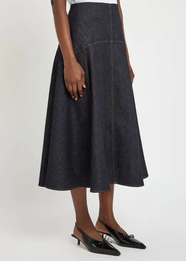 Jacquemus La Triangle De-nîmes Panelled Midi Skirt