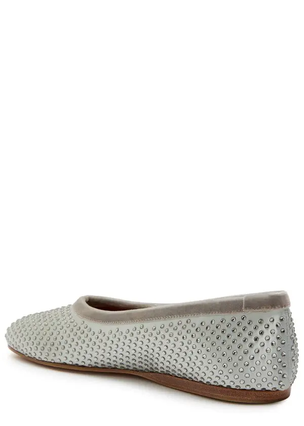 FORTE_FORTE Crystal-embellished Satin Ballet Flats