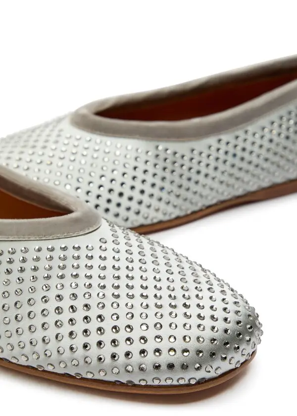 FORTE_FORTE Crystal-embellished Satin Ballet Flats