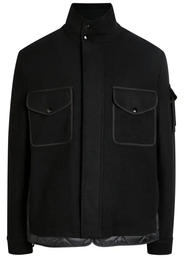 Moncler Panelled Wool And Shell High Neck Jacket