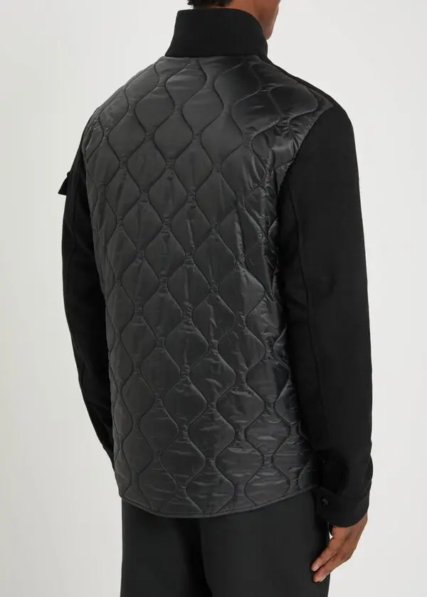 Moncler Panelled Wool And Shell High Neck Jacket