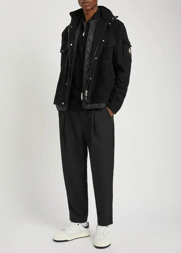 Moncler Panelled Wool And Shell High Neck Jacket