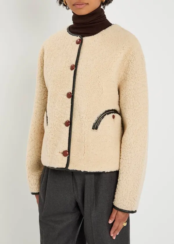 BLAZÉ MILANO Tatoosh Reversible Shearling Jacket - Camel