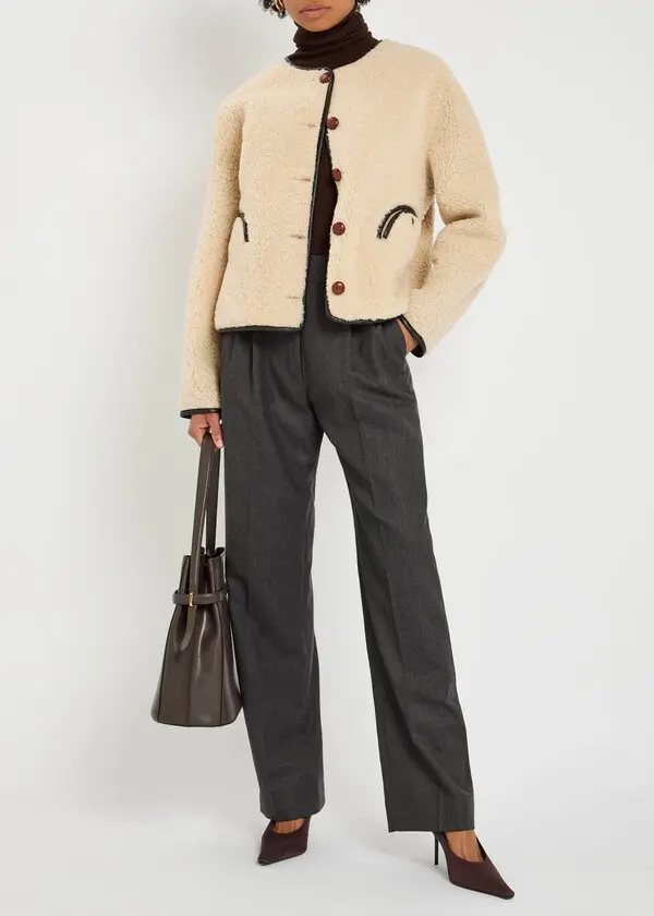 BLAZÉ MILANO Tatoosh Reversible Shearling Jacket - Camel