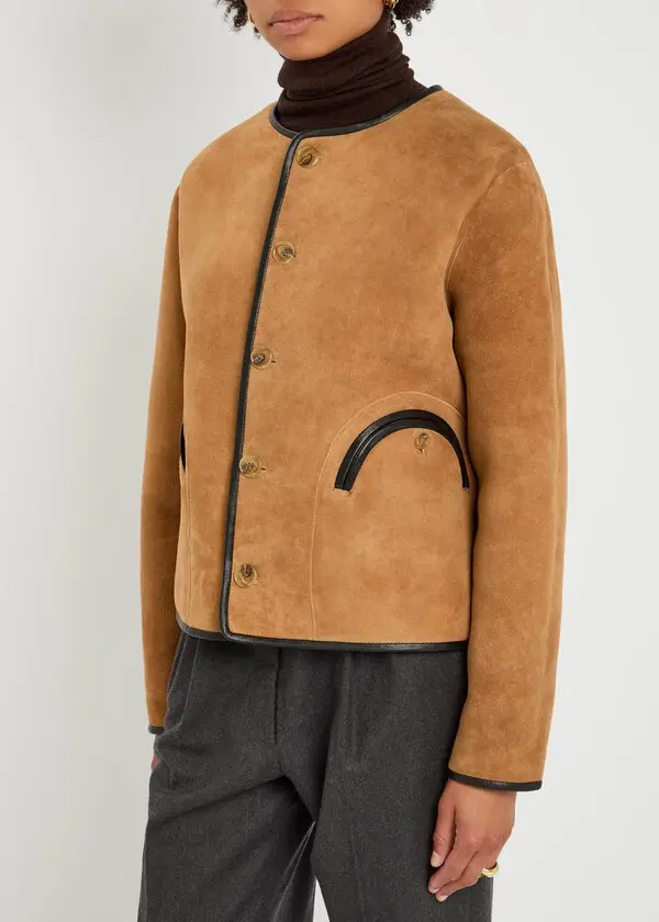 BLAZÉ MILANO Tatoosh Reversible Shearling Jacket - Camel