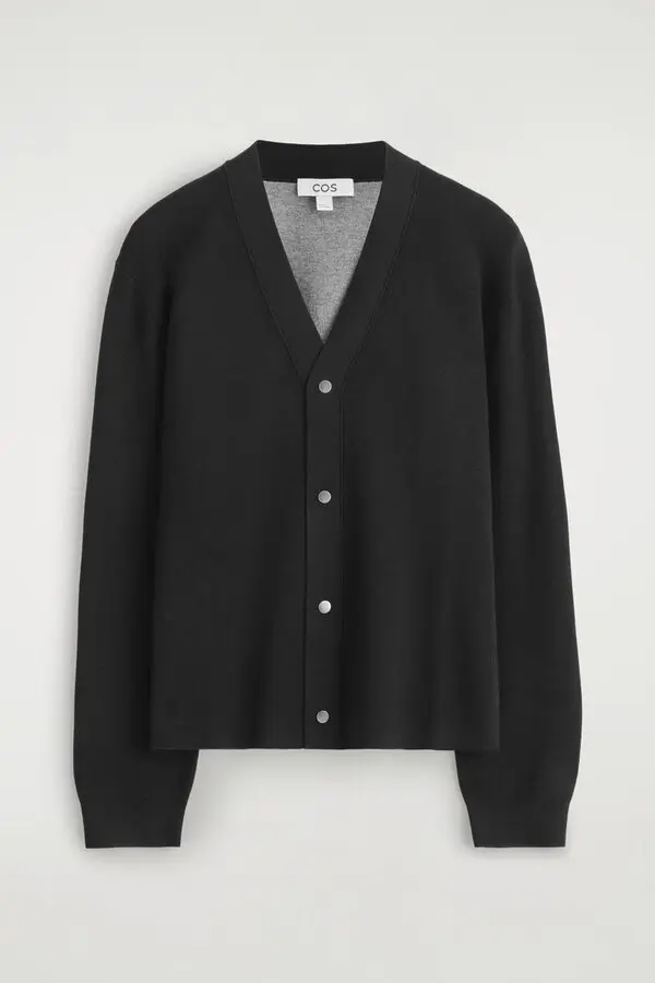 Cos Double-faced Knitted Cardigan - Black