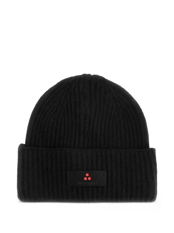 Peuterey Ribbed Knit Beanie - Black