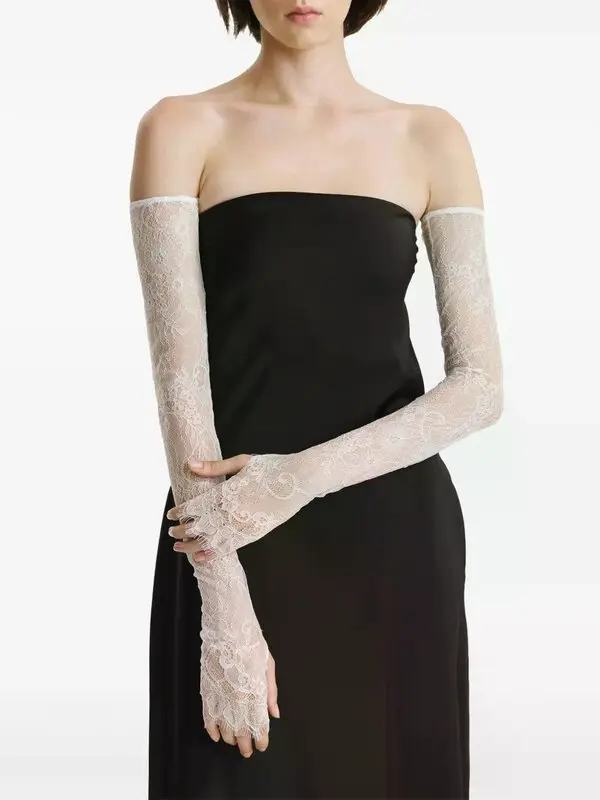 2310 STUDIO Floral-lace Gloves - White