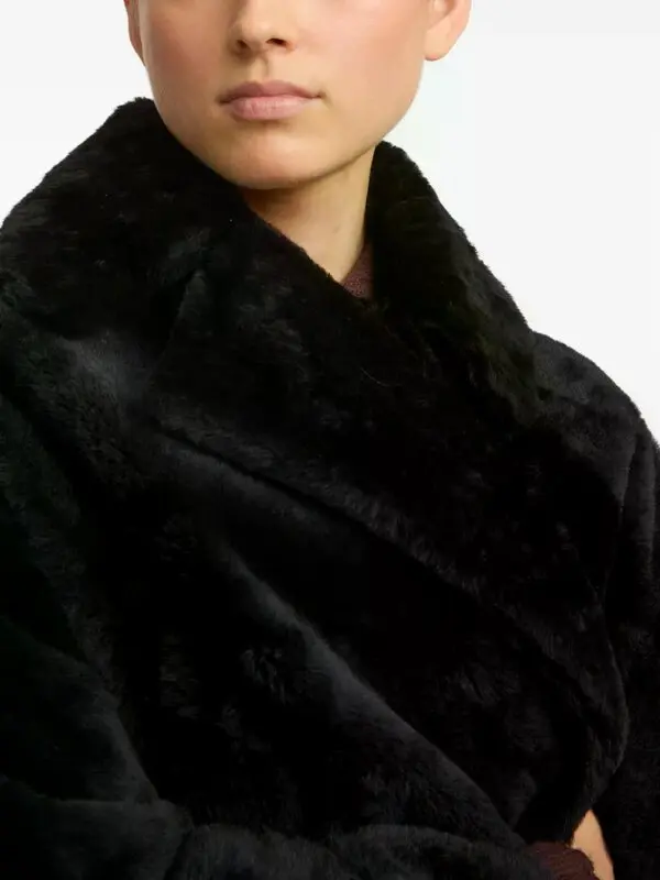 YVES SALOMON Double-breasted Shearling Jacket - Black
