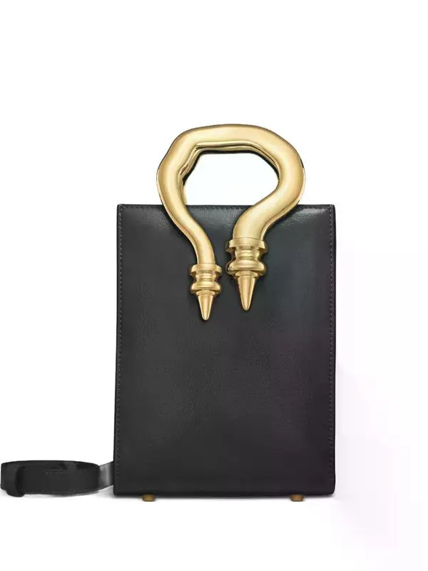 OKHTEIN Mini Patent Leather Tote Bag With Sculpted Handle