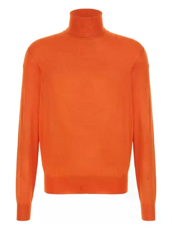 Saint Laurent Turtleneck Long Sleeve Sweater - Orange
