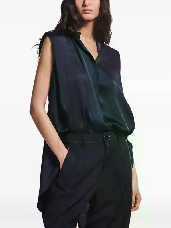 High Sleeveless V-neck Blouse