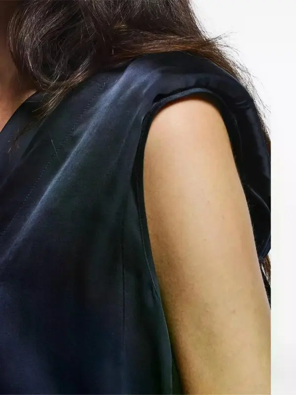 High Sleeveless V-neck Blouse