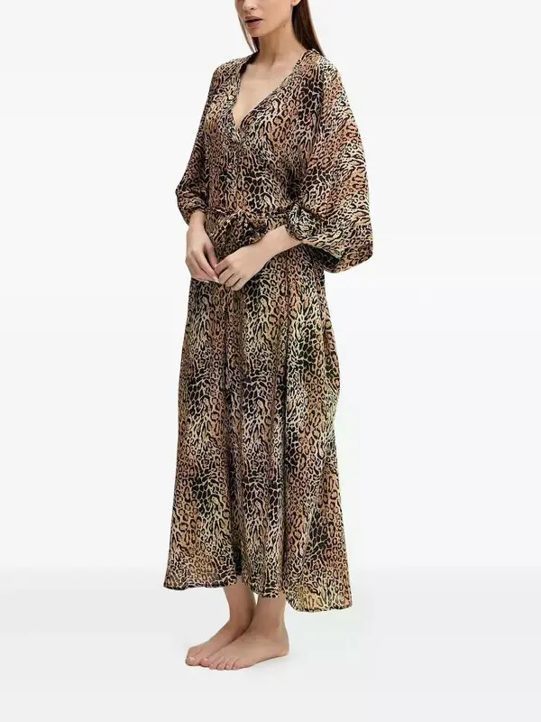 Melissa Odabash Bonnie Leopard Print Kaftan - Neutrals